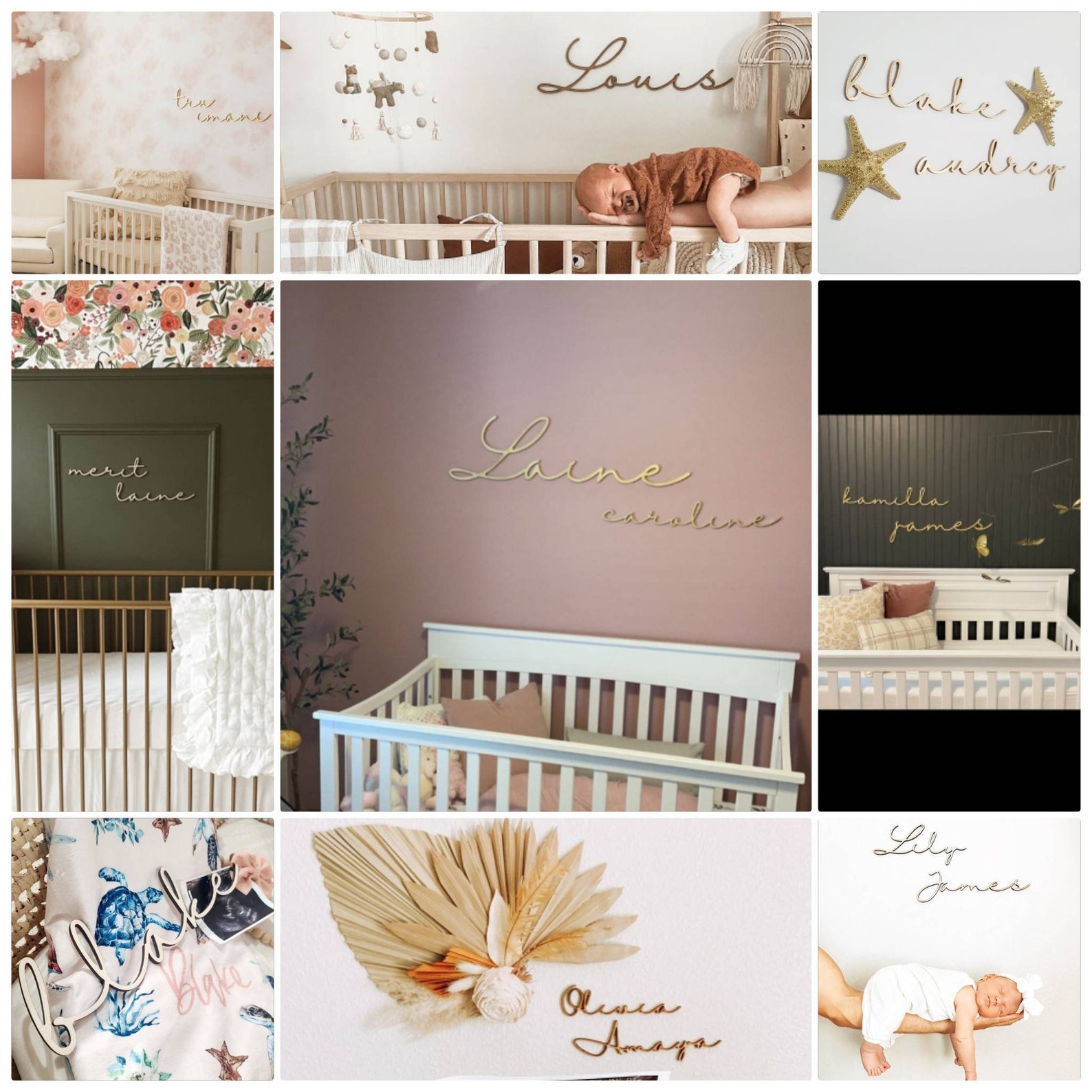 Wood Script Nursery Baby Room Name Laser Cut Sign Cursive - Etsy