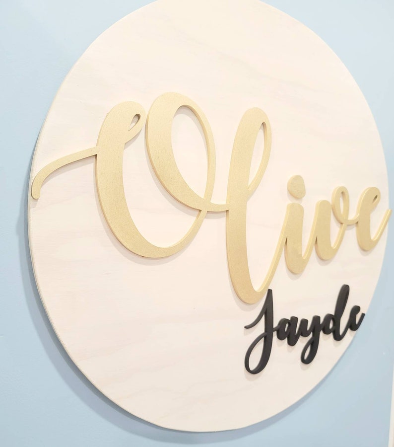 3D Wood Name Sign, Round Nursery Decor, Baby Shower Gift - Etsy