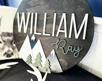 Wilderness Theme Boys or Girls Room Nursery Wood Name Sign | Etsy
