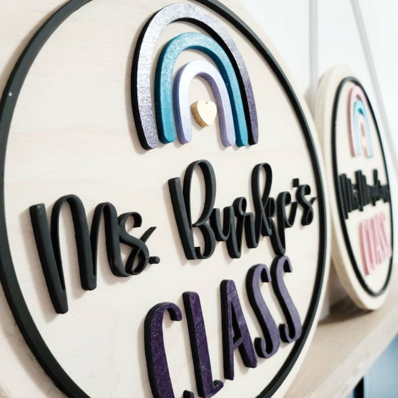 Rainbow Teacher Sign - Etsy