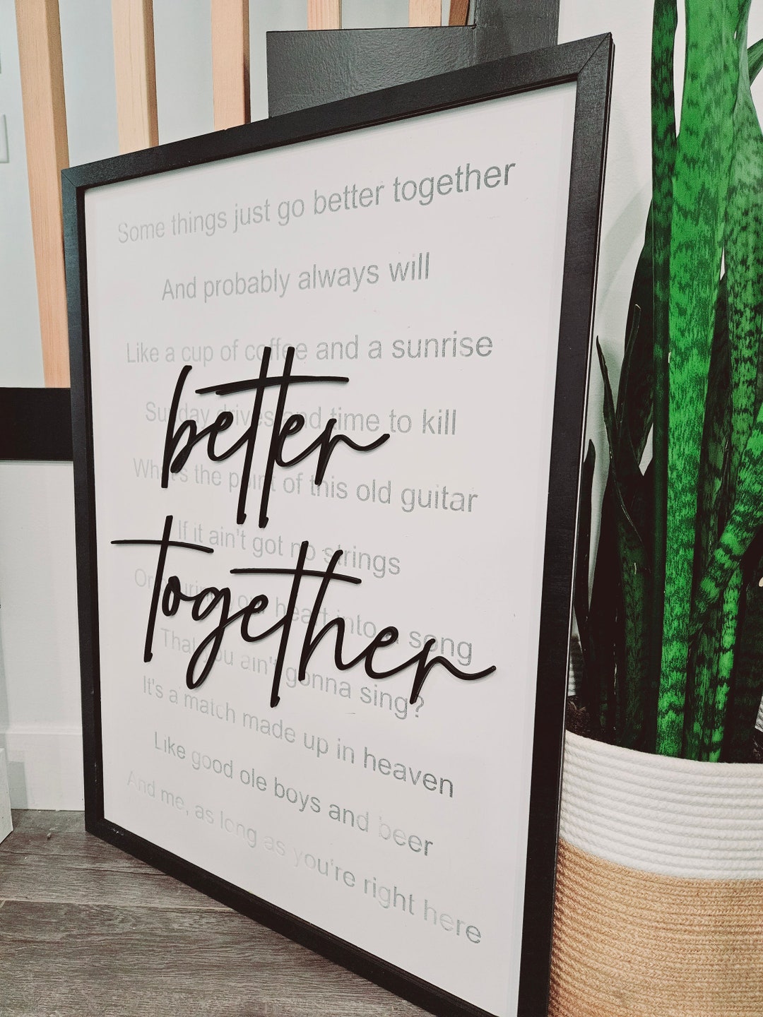 3d Wood Framed Custom Song Lyrics Sign Luke Combs Better Together ...