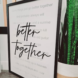 3d Wood Framed Custom Song Lyrics Sign Luke Combs Better Together ...