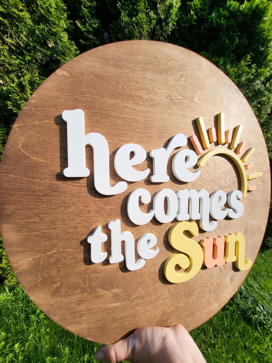 Here Comes the Sun Sign | Retro Summer Sign | Boho Decor | Round Boho ...