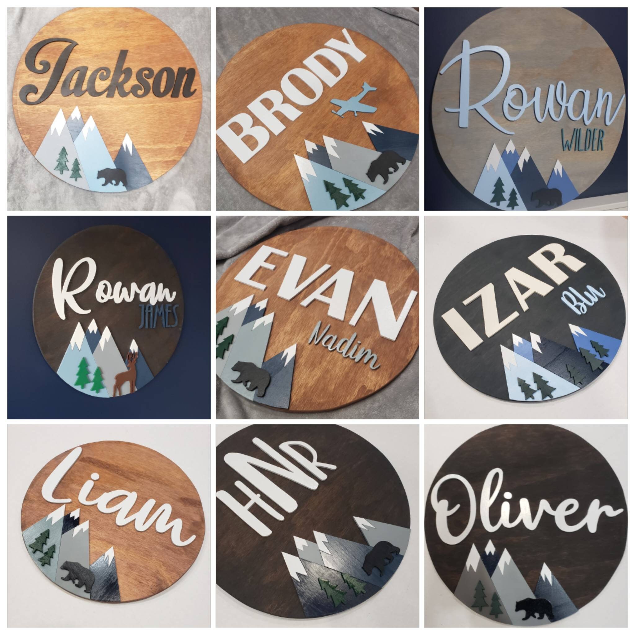 Wilderness Theme Boys or Girls Room Nursery Wood Name Sign Wall Hanging ...
