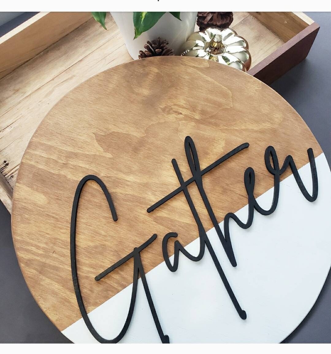 12inch to 24 Inch Free Shipping! 3D Circle Wood Gather Thankful ...