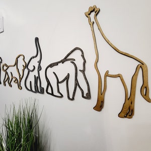 Wood Safari Jungle Outlines Wall Silhouette Nursery Bedroom African ...