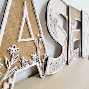 Wildflower Flowered Wall Decor Wood Nursery Letters Boho Name Sign ...