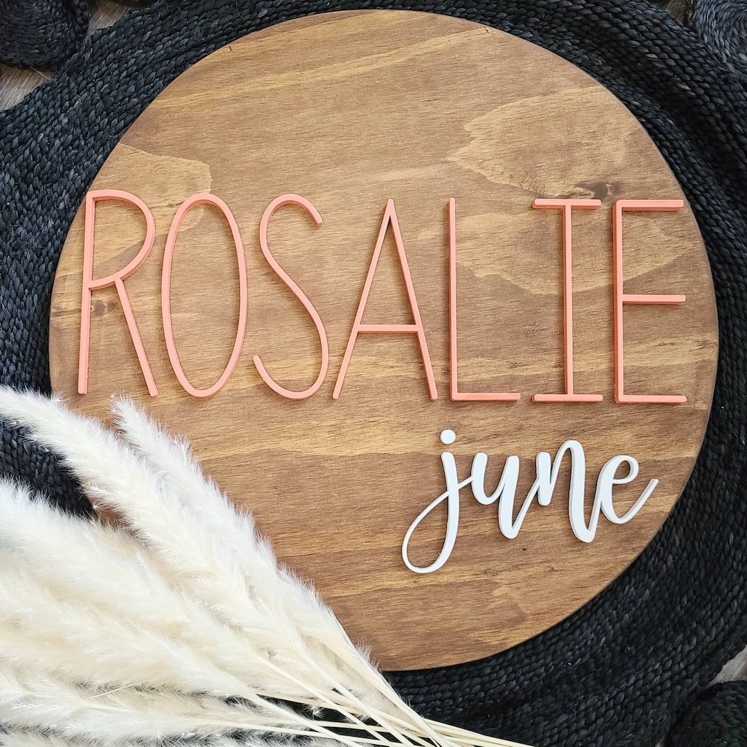 3D Wood Nursery Name Sign: Round Boho Baby Shower Decor - Etsy
