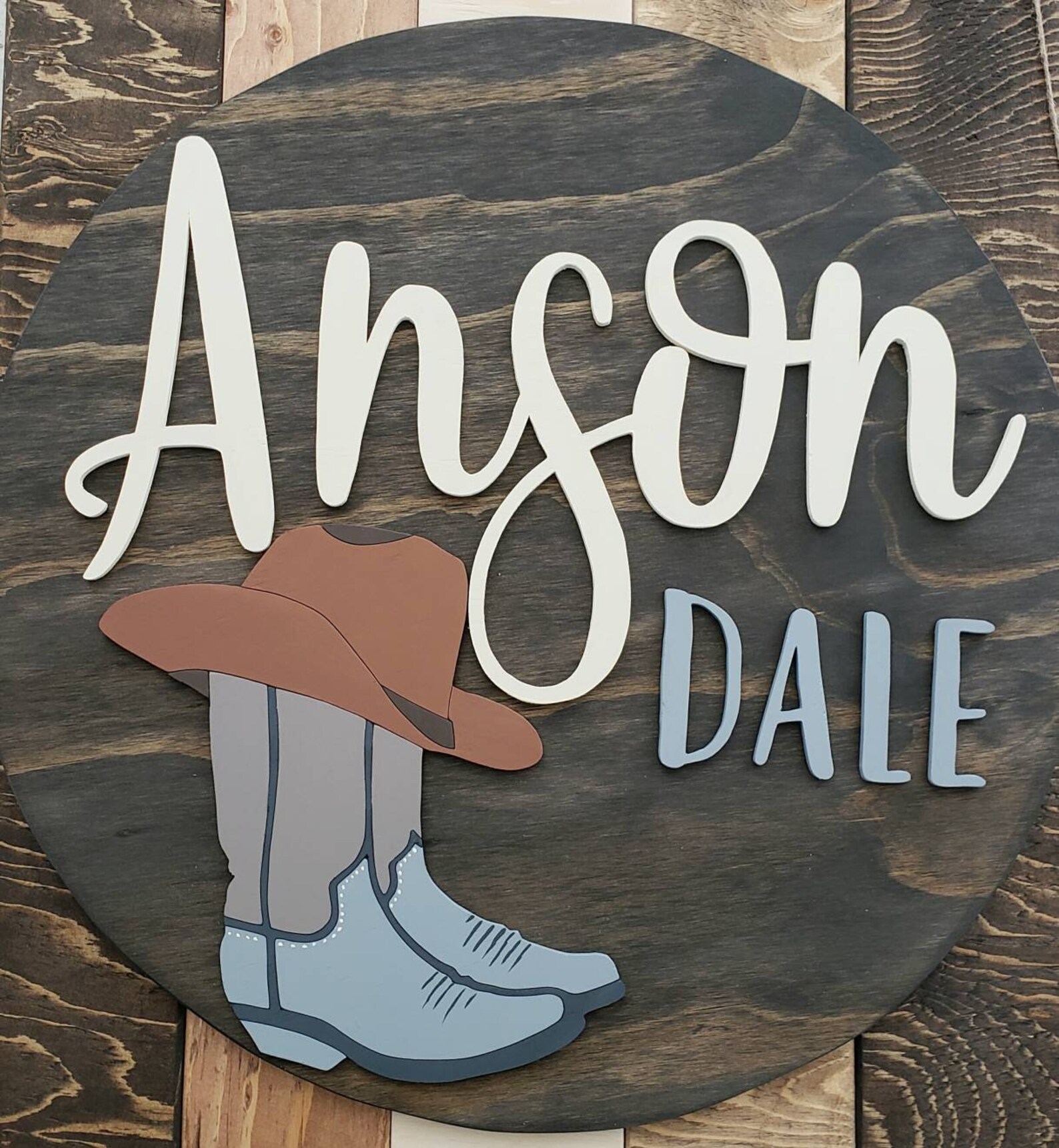 Wood Name Sign Cowboy Boots Hat Country Western Theme Baby | Etsy