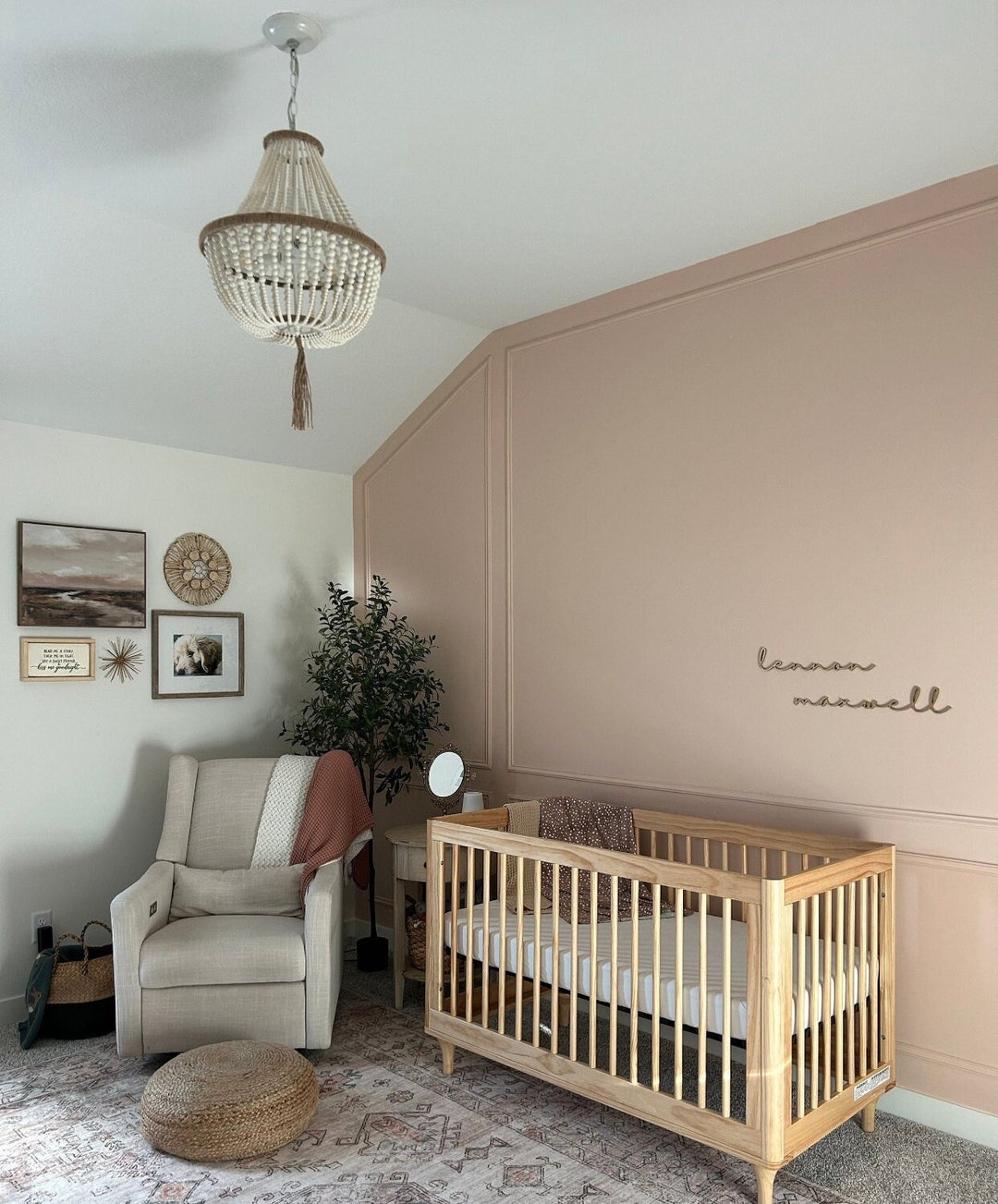 Wood Script Nursery Baby Room Name Laser Cut Sign Cursive First and ...