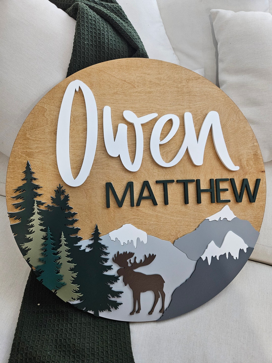 Round Wilderness Woodland Forest Theme Boys Room Nursery Wood Circle ...