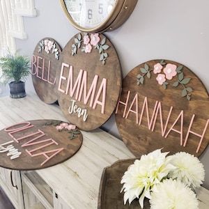3D Custom Personalized Round Circle Wood Name Sign Girls Room Nursery ...