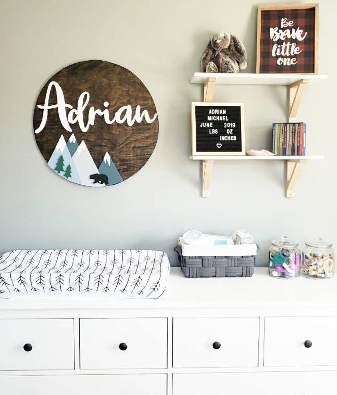 Wilderness Theme Boys or Girls Room Nursery Wood Name Sign Wall Hanging ...