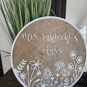 Teacher Class Room Gift Present Sign Floral Door - Etsy