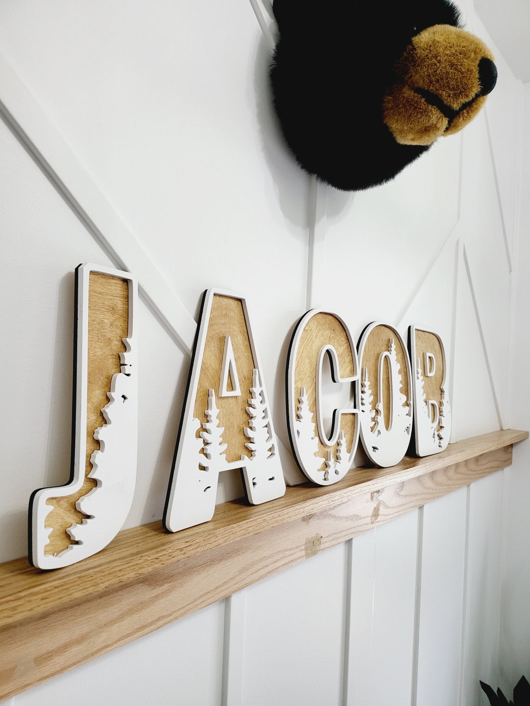 Wood Tree Woodland Wall Decor Wood Nursery Letters Boho Name Sign ...