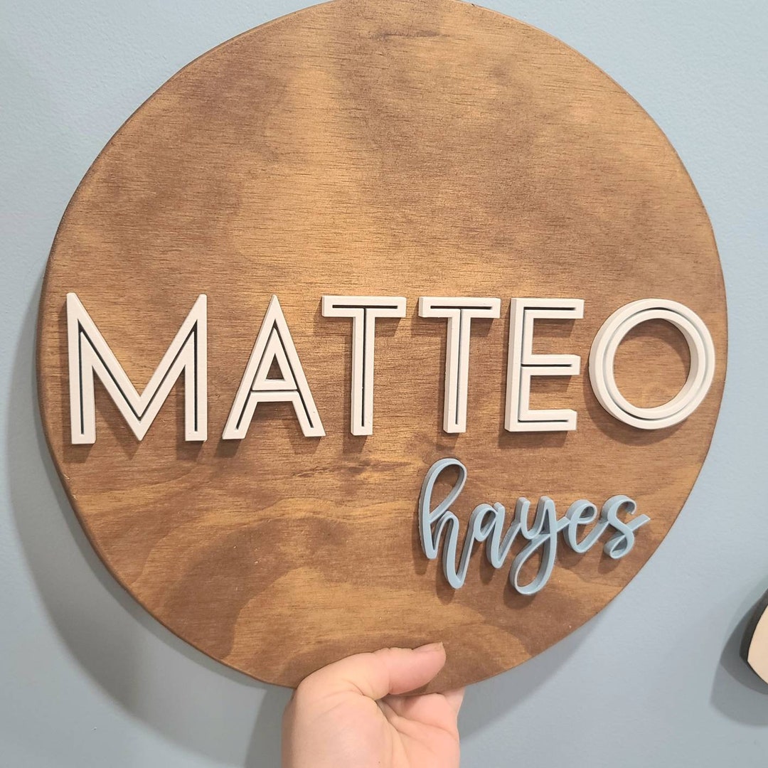 3D Wood Name Sign, Round Nursery Decor, Baby Shower Gift - Etsy