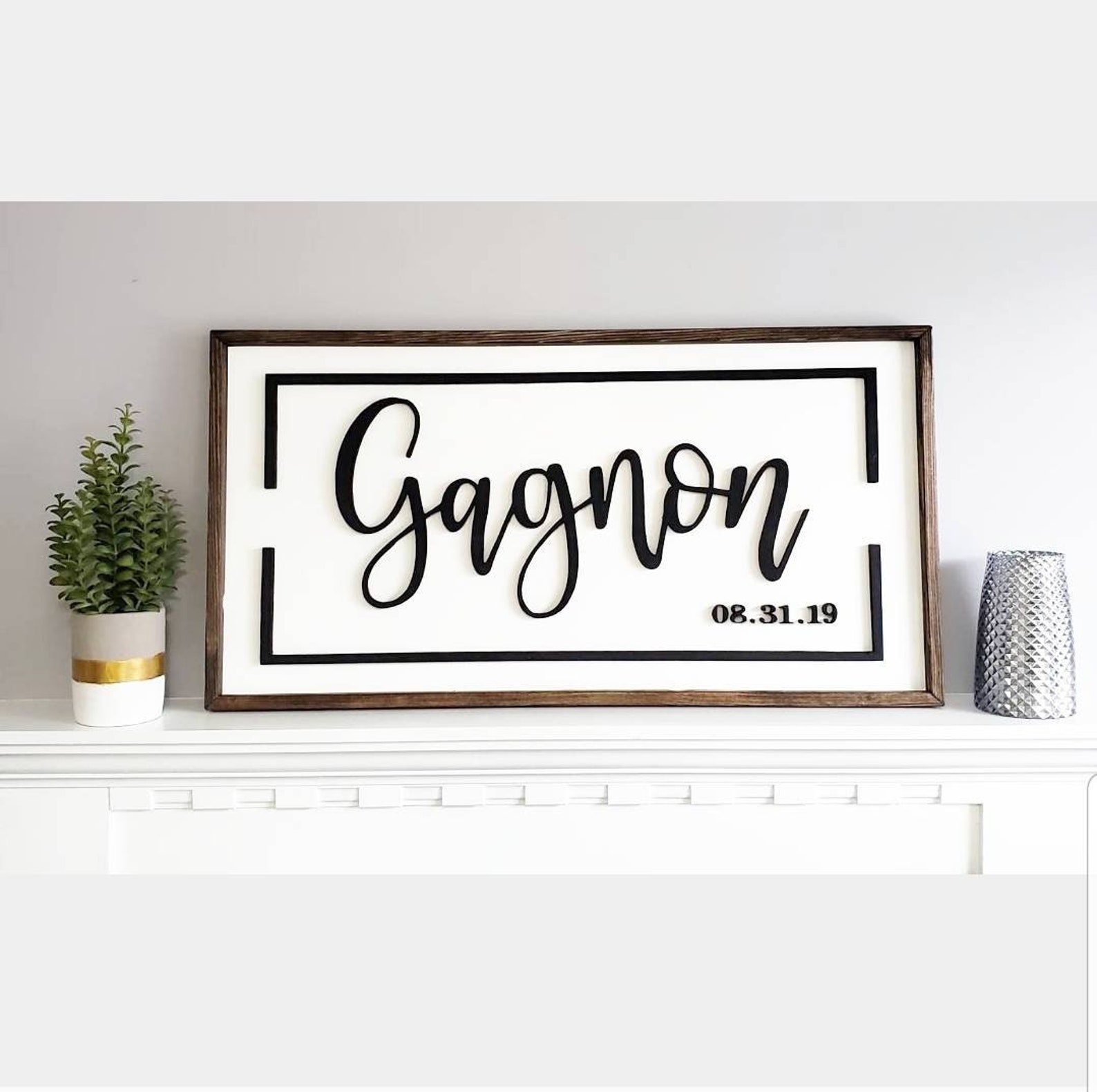Last Name Sign All Wood 3D Hand Cut Cursive Name Farmhouse - Etsy