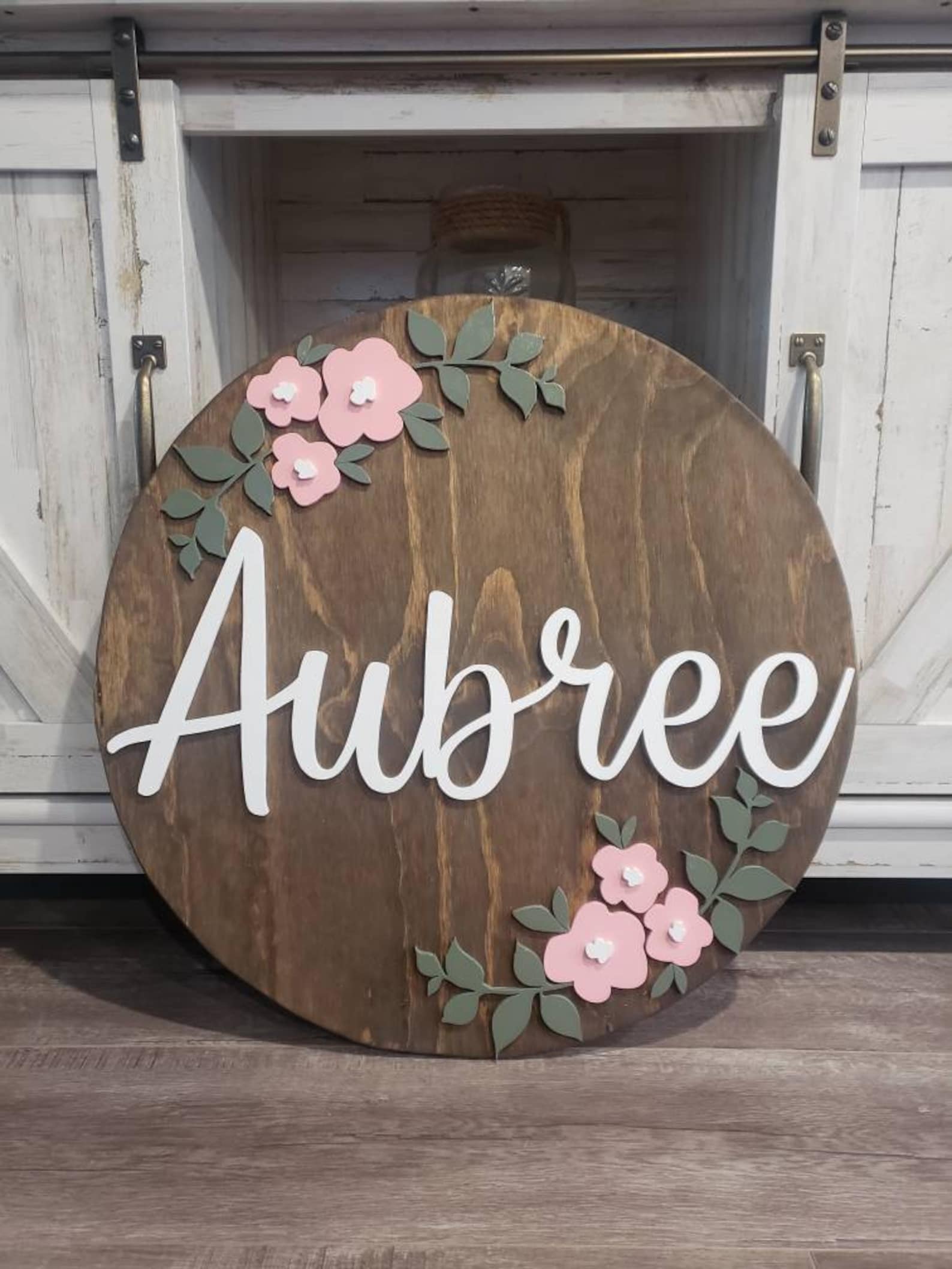 3D Custom Personalized Round Circle Wood Name Sign Girls Room Nursery ...