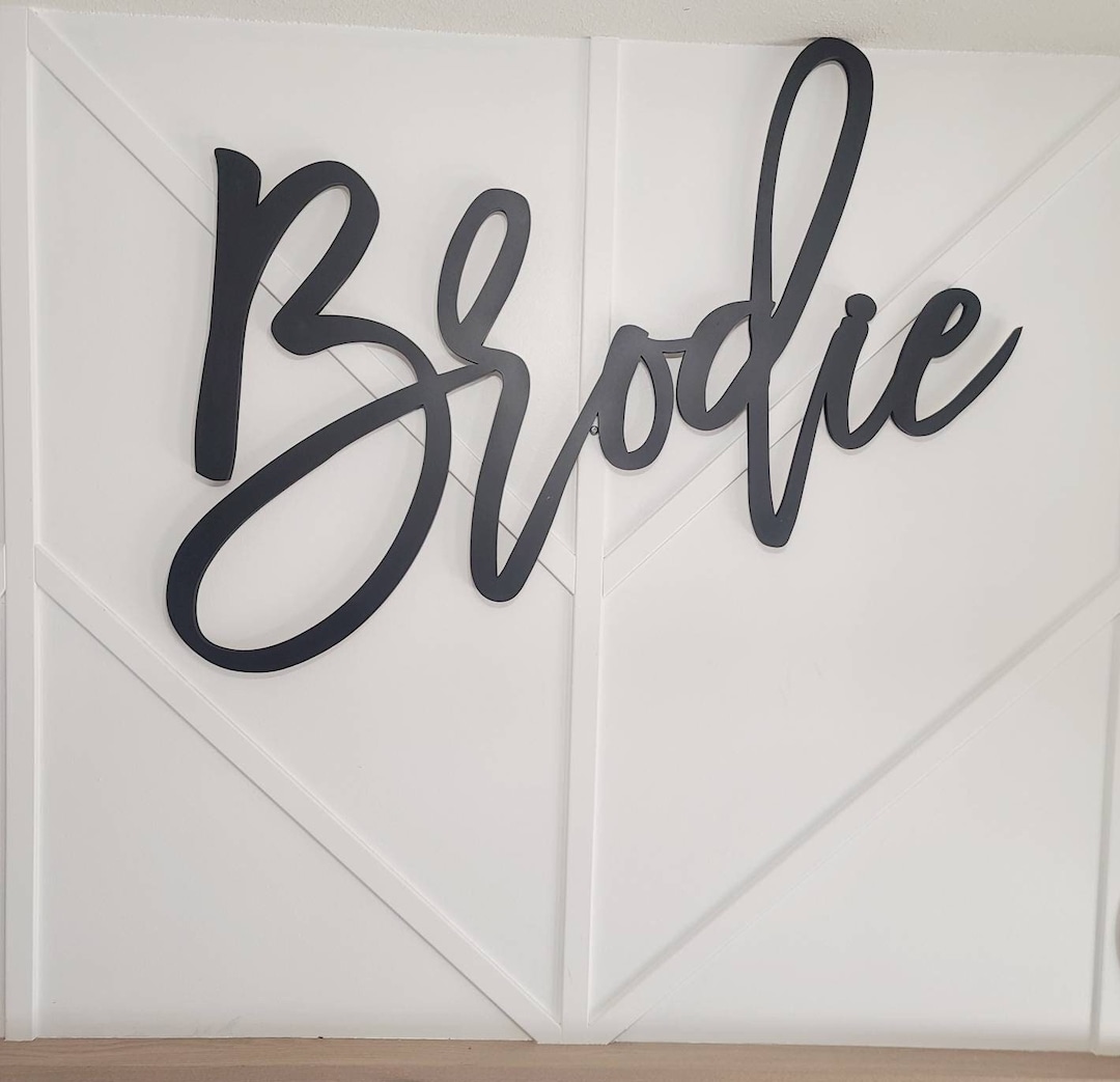 All Wood Personalized Name Sign Nursery Above Bed Crib Script Cursive ...