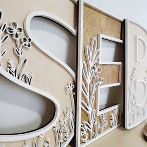 Wildflower Flowered Wall Decor Wood Nursery Letters Boho Name Sign ...