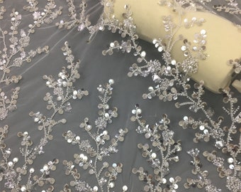 Luxury Beaded Lace Fabric, Wedding Dress Fabric Embroidery Lace, Bridal Gown Lace, Sequin Lace ...