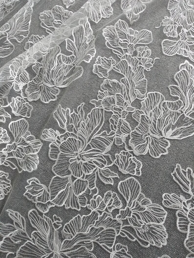 High Quality Floral Embroidery Lace Fabric for Wedding Dress | Etsy