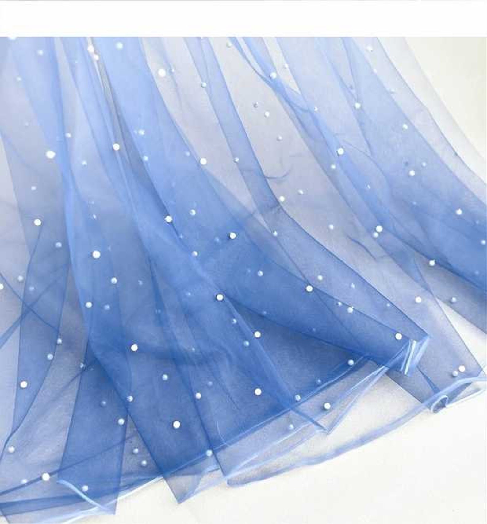 3D Lace Fabric Beaded Lace Fabric Blue Gradient Lace Fabric - Etsy