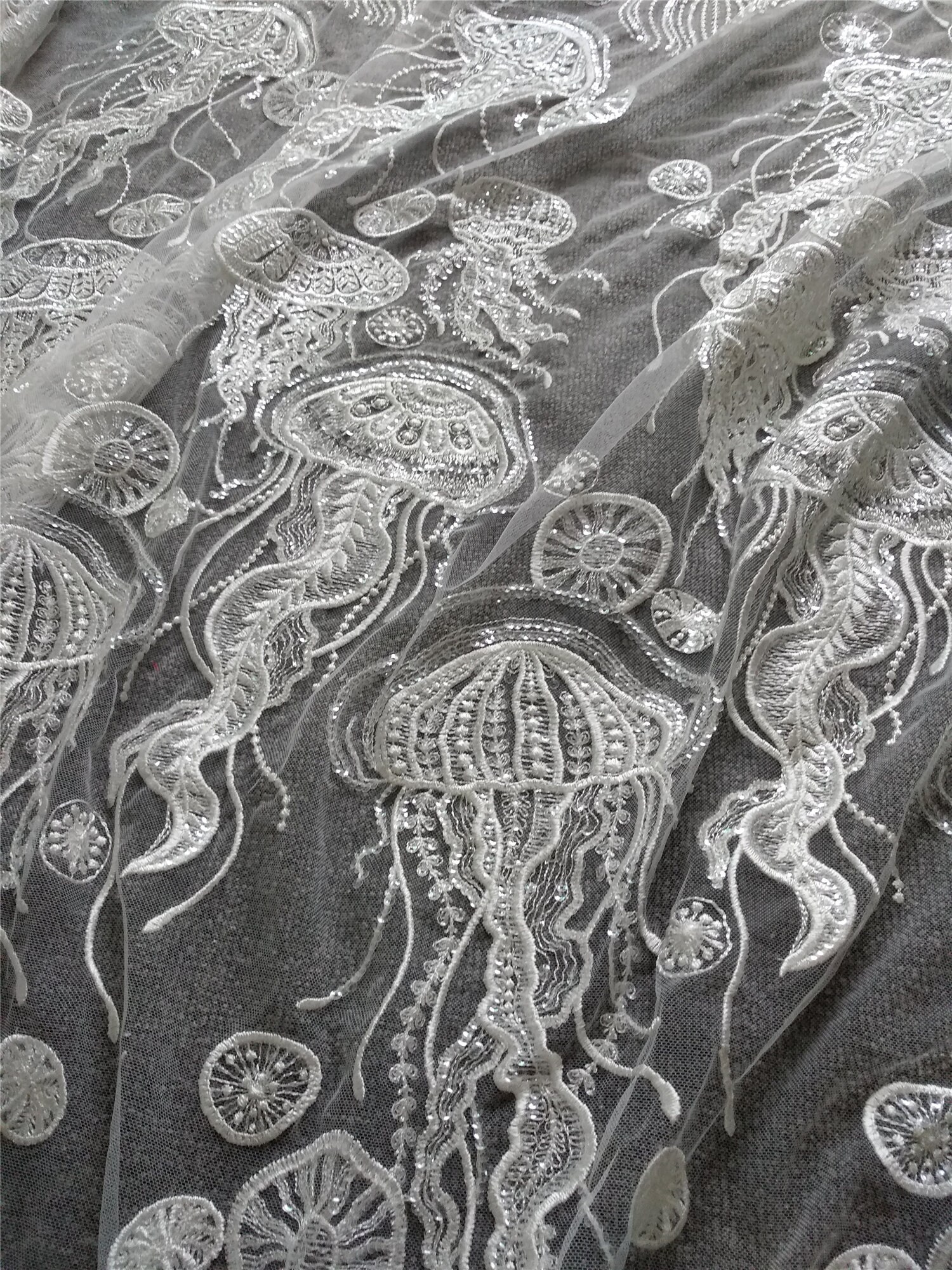 Wedding Gown Dress Fabric Tulle Guipure Lace Fabric Embroidery - Etsy