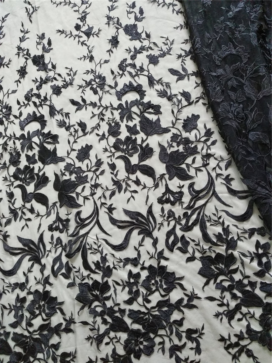 2019 Beautiful Black Embroidery Mesh Lace Fabric, Bridal Wedding Dress ...