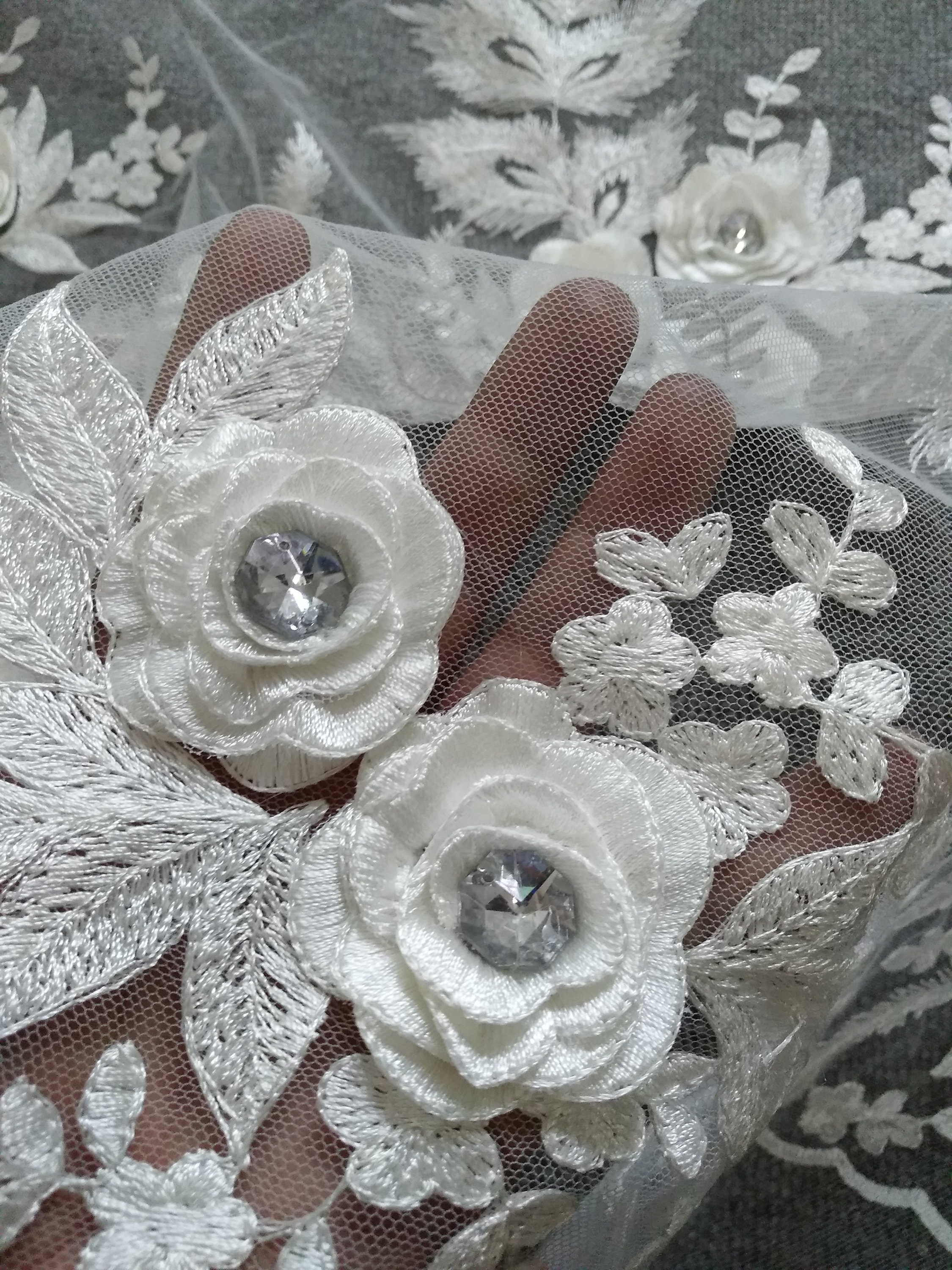 3D Flowers Lace Fabric Wedding Dress Lace Fabric 3d Floral | Etsy
