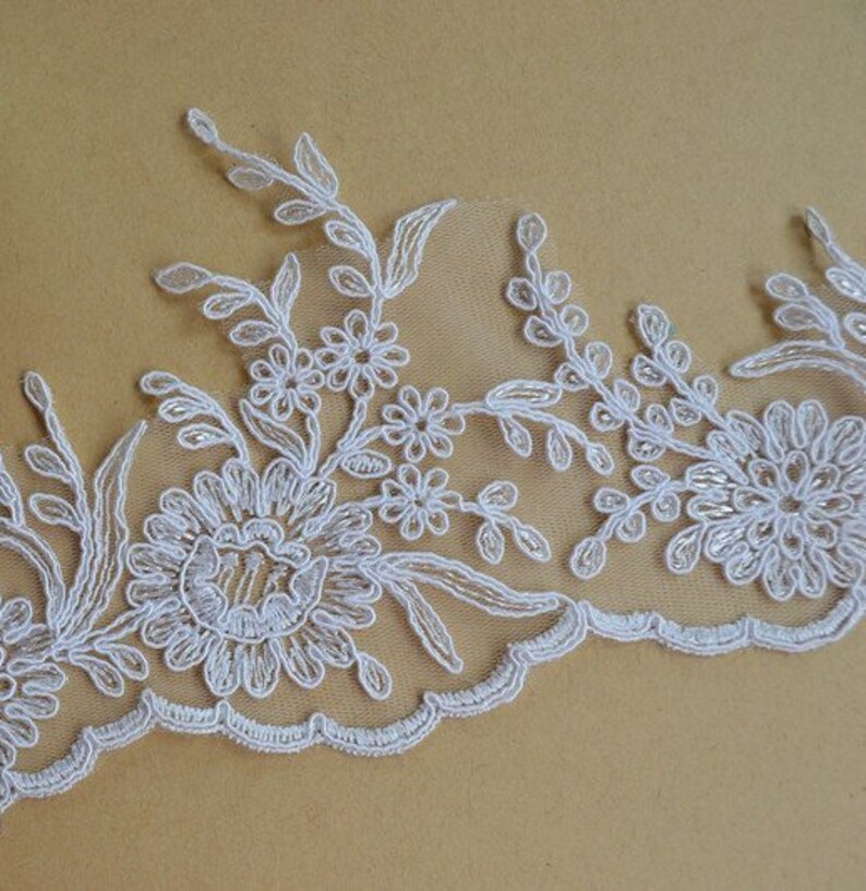 Alencon Lace Trim Bridal Lace Trim Bridal Veil Lace Trim | Etsy