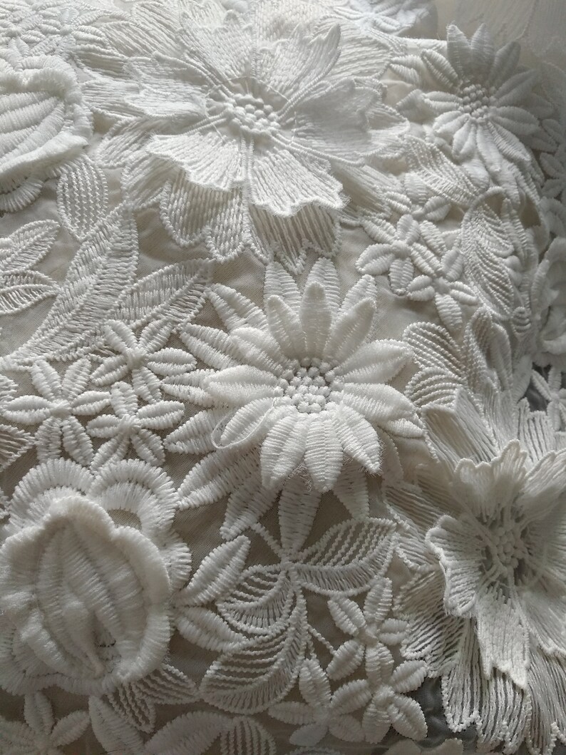 Exquisite 3D Flower Lace Fabric Cotton Floral Wedding Lace | Etsy