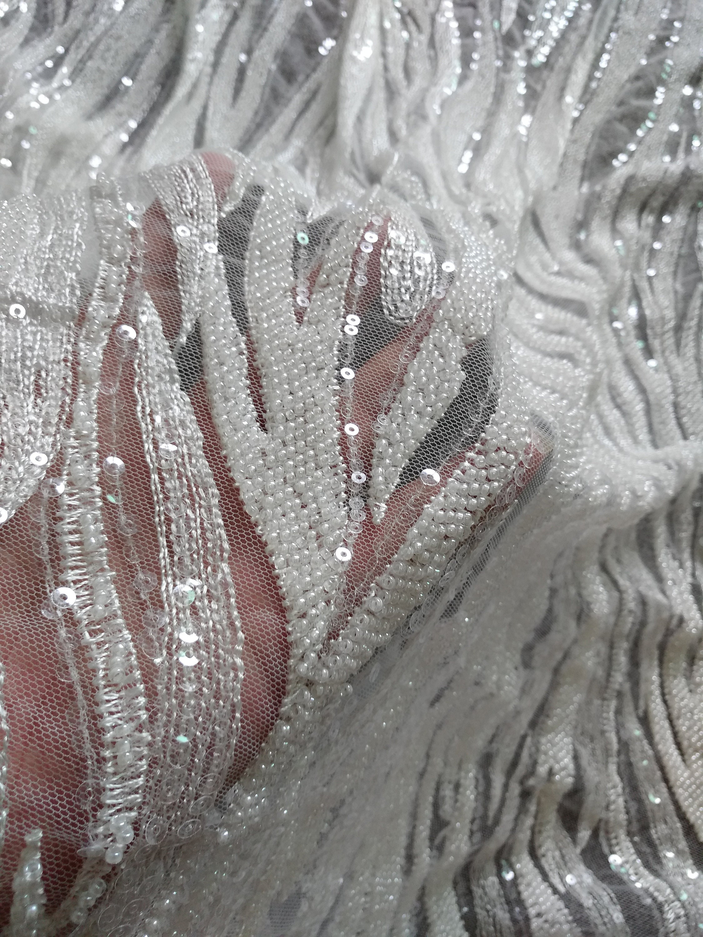 Free Shipping New Style Pearls lace fabric Heavy Beaded Lace | Etsy