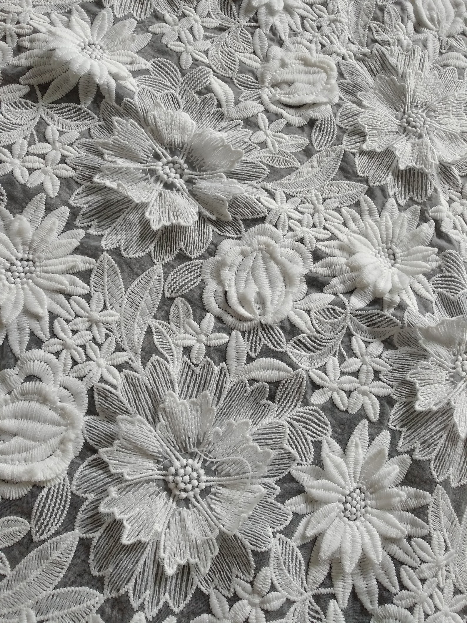 Exquisite 3D Flower Lace Fabric Cotton Floral Wedding Lace | Etsy