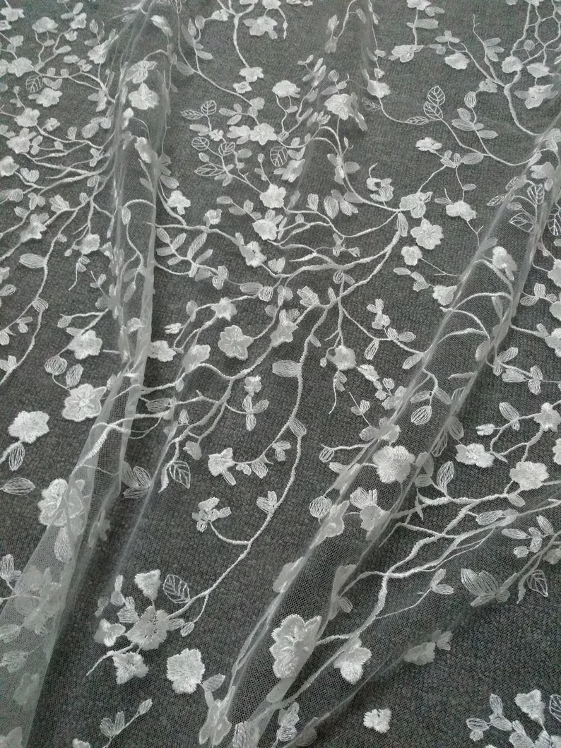 Flower Lace Fabric Tulle Lace Fabric Embroidered Florals Lace - Etsy