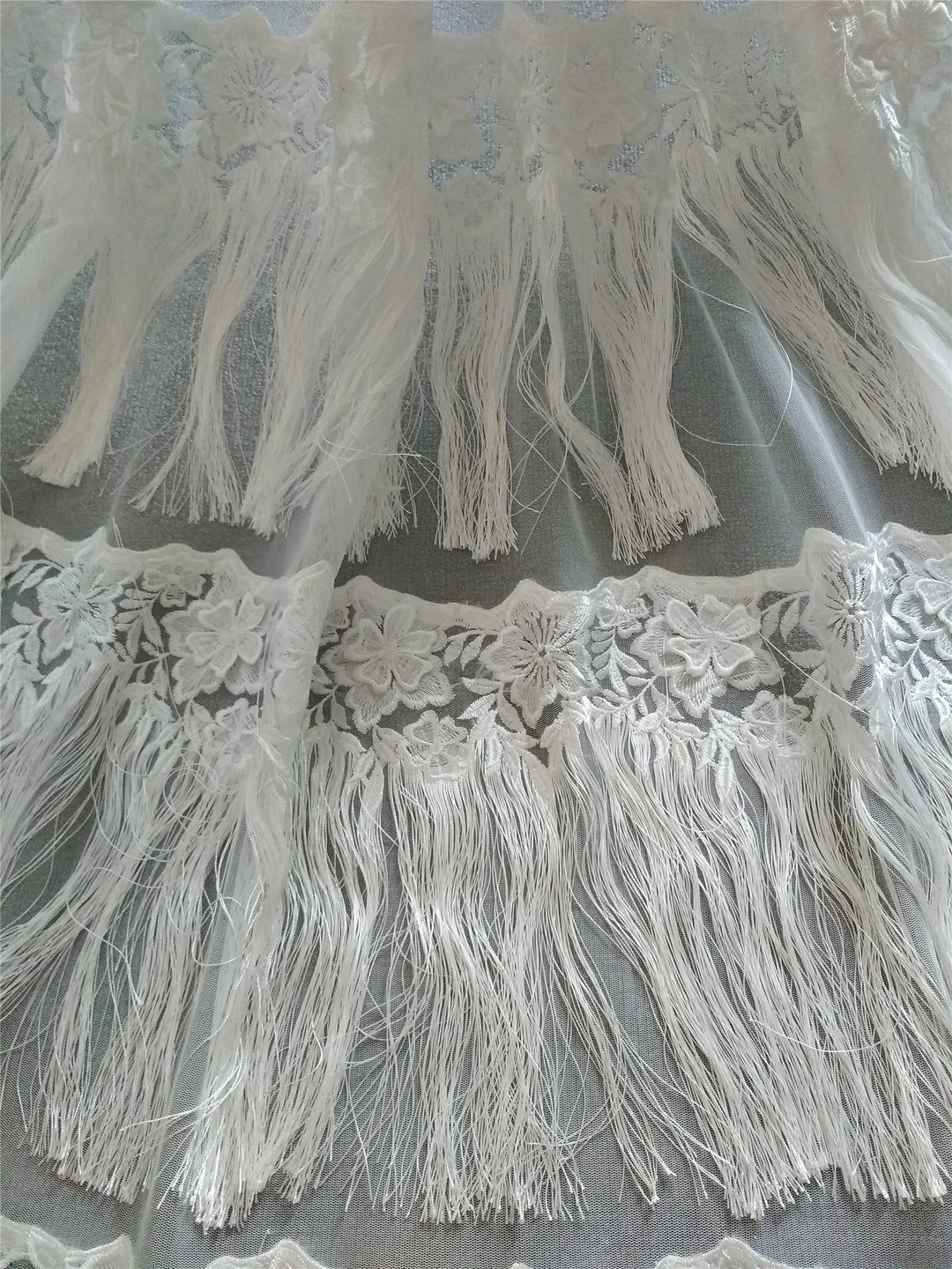 3D Lace Fabric Luxury Tassel Lace With 3D Flower French - Etsy