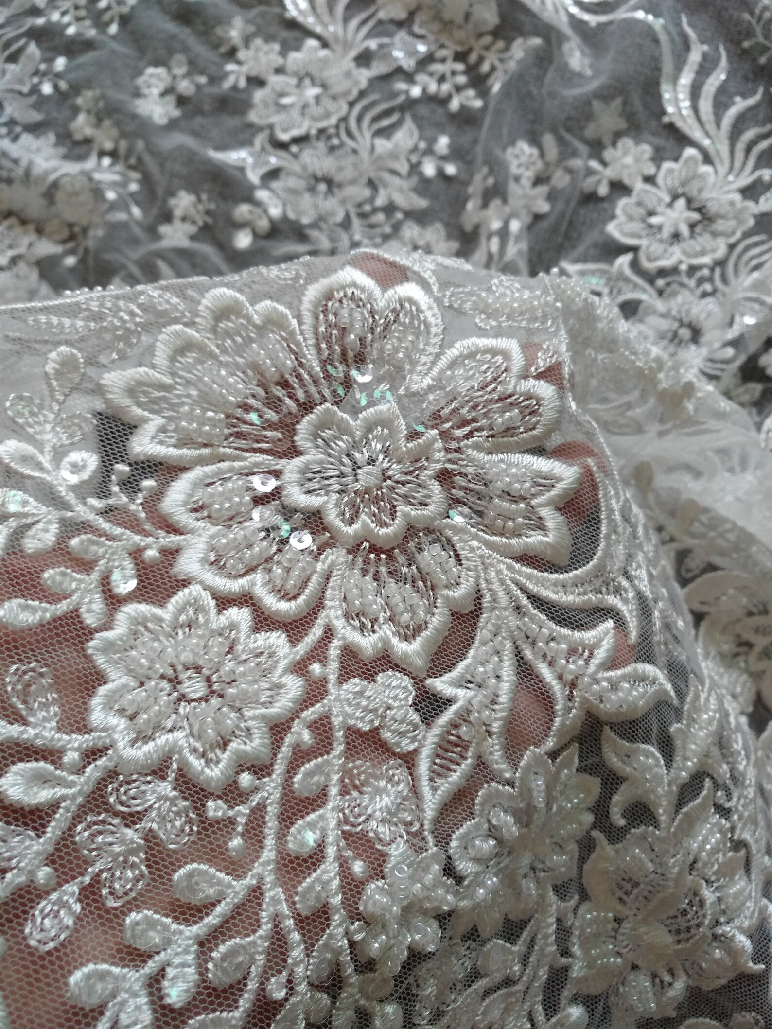 New Heavy Beaded Lace Wedding Dress Handmade Beading Lace - Etsy