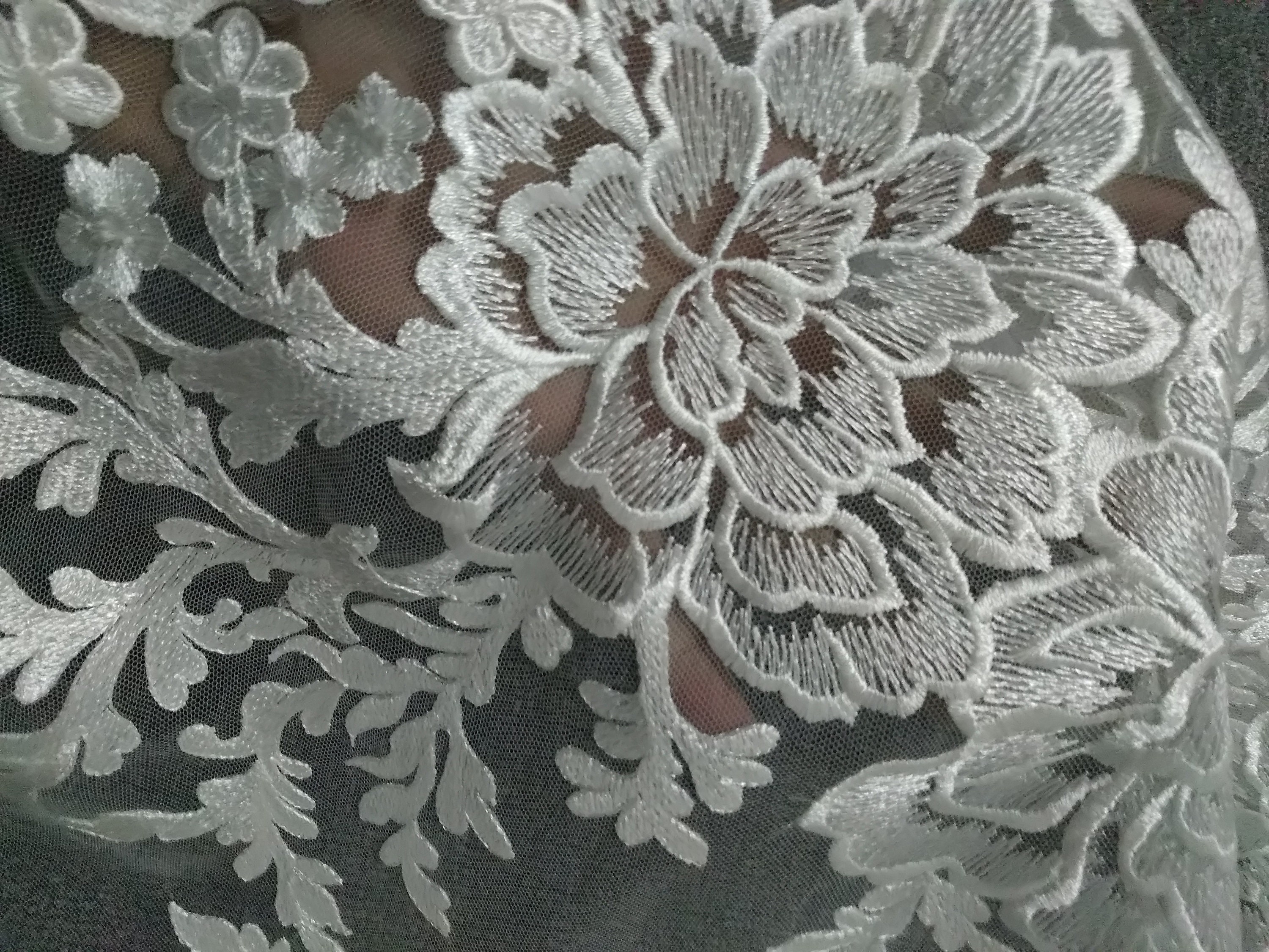Tejido de encaje de flor tela de encaje de bordado tela de | Etsy