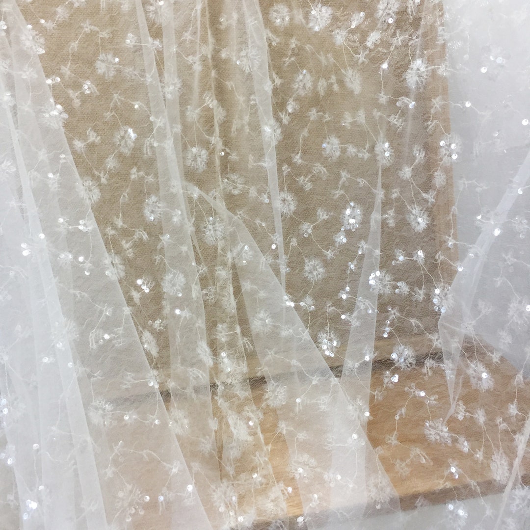 Sequin Embroidery Tulle Lace Fabric: Bridal Wedding Veil, 51