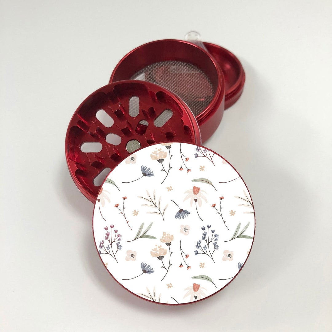 Grinder With Hand Painted Watercolor Pressed Flowers Pattern - Etsy