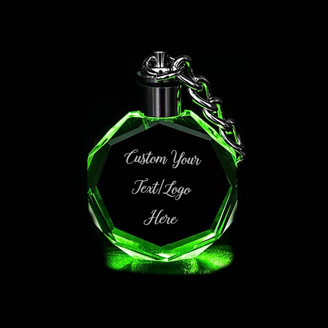 Crystal Keychain Award Custom Illuminated Glass Octagon / Heart ...