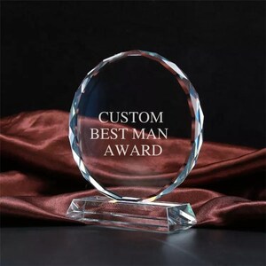 Custom Best Man Award Round Custom Crystal Trophy, Father's Day Gift ...