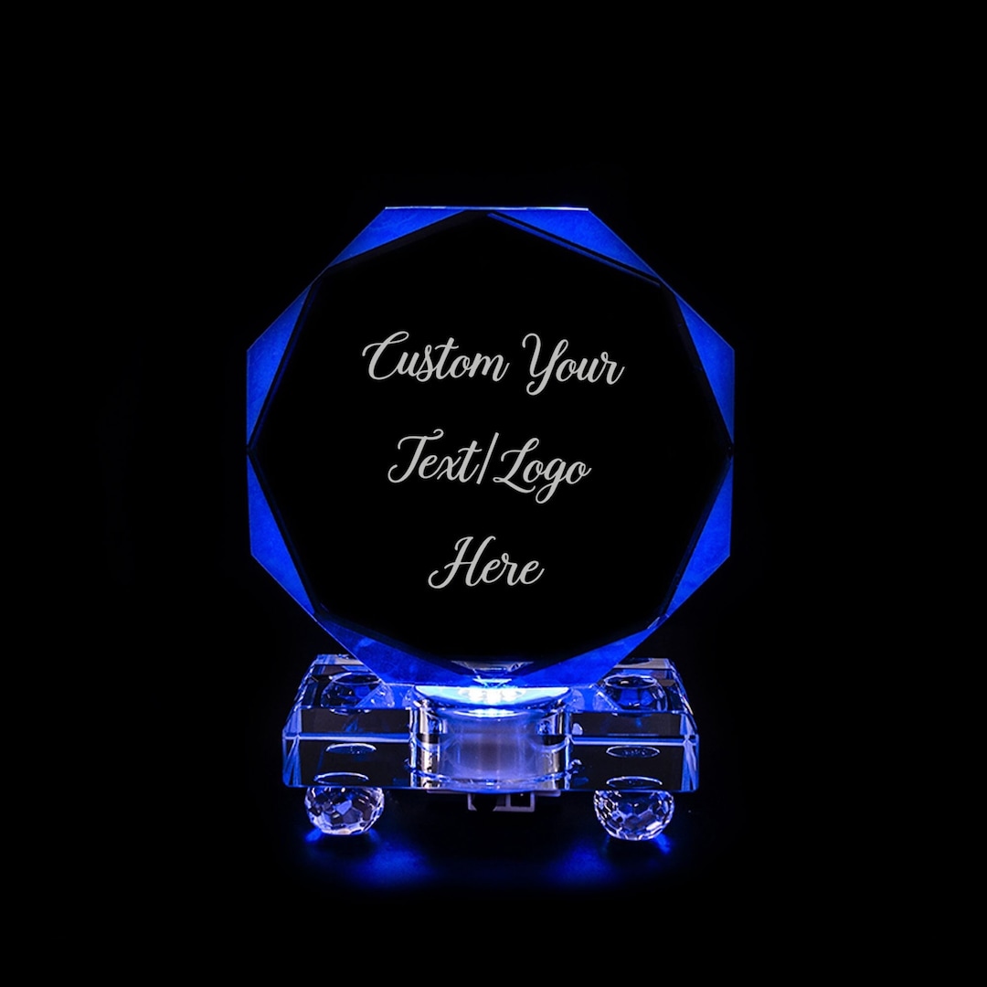 Octagonal Glass Award With Illuminating LED Lights, Christmas Day Gifts ...