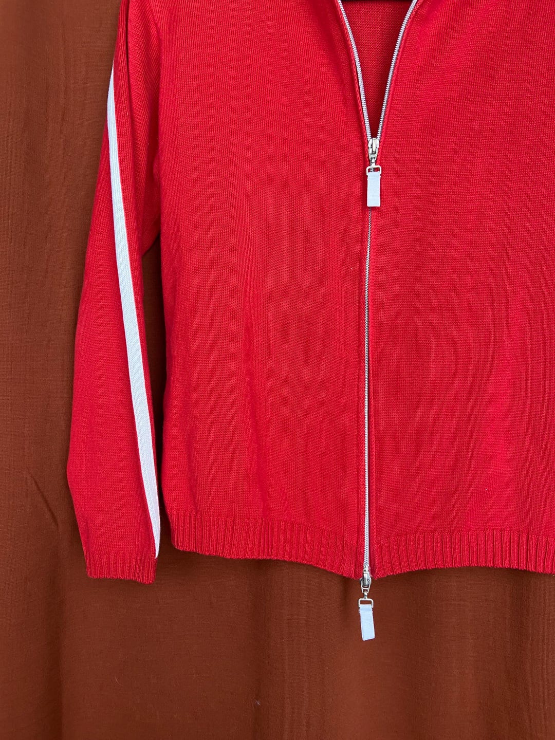 Y2K Olsen Red + White Knit Zip Cardigan - Etsy