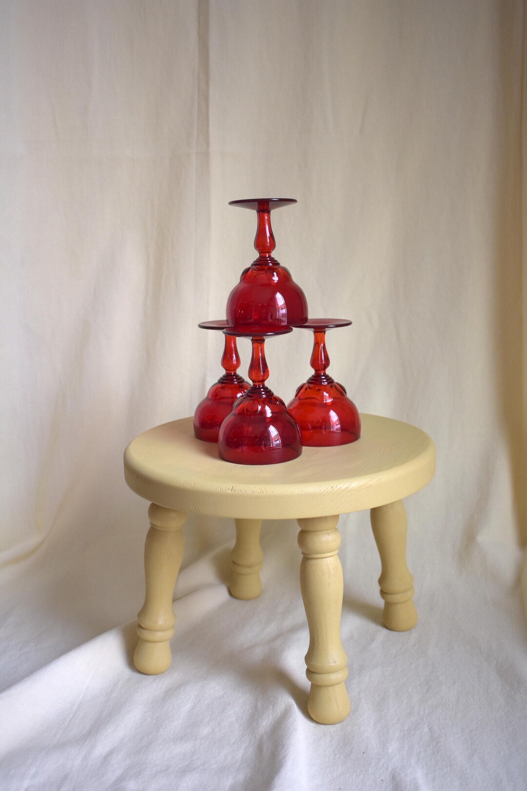 Vintage Set of 4 Ruby Red Cocktail Glasses, Goblets, Coupe Glasses - Etsy