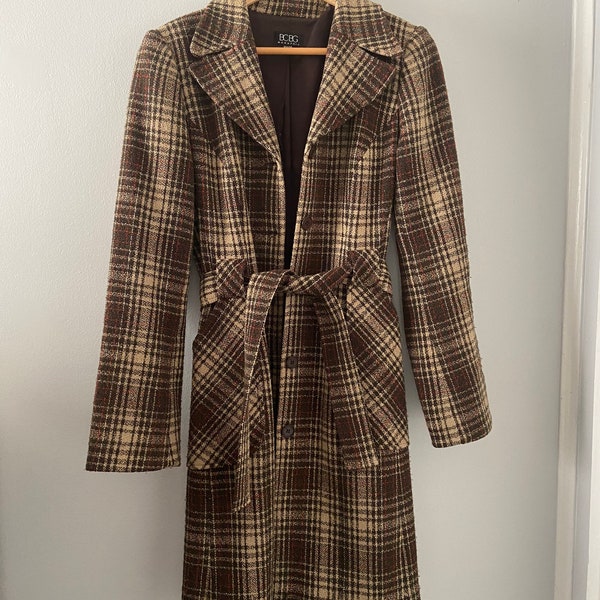 Vintage Plaid Trench Coat - Etsy