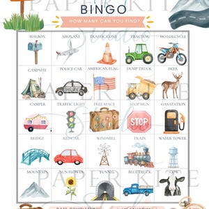 Road Trip Bingo Printable Game | Kids Travel Activity | Watercolor Fun ...