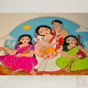 Durga Family Print, Madhubani Alpana Art, Hindu Home Decor - Etsy