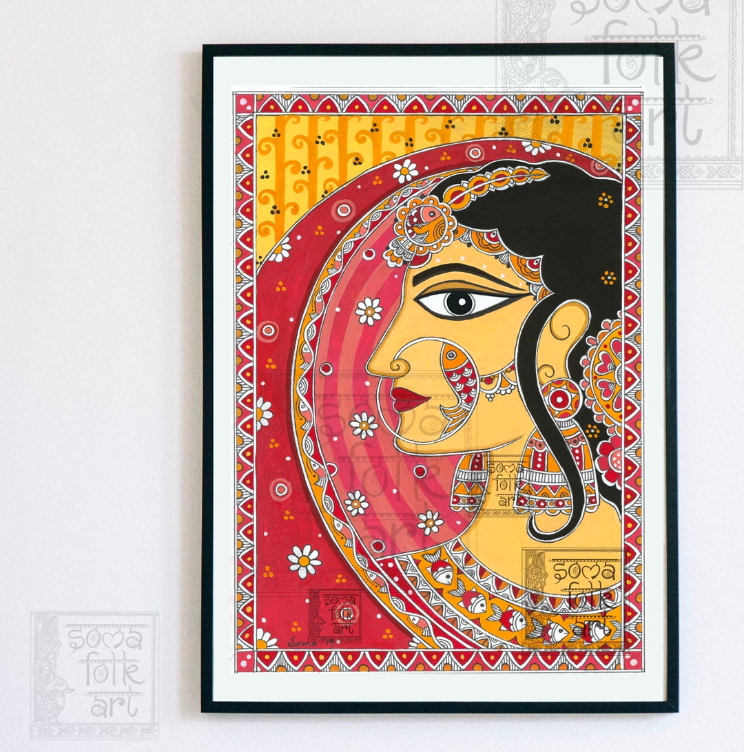 Print Madhubani Painting Rajasthani Royal Princess Indian Art - Etsy