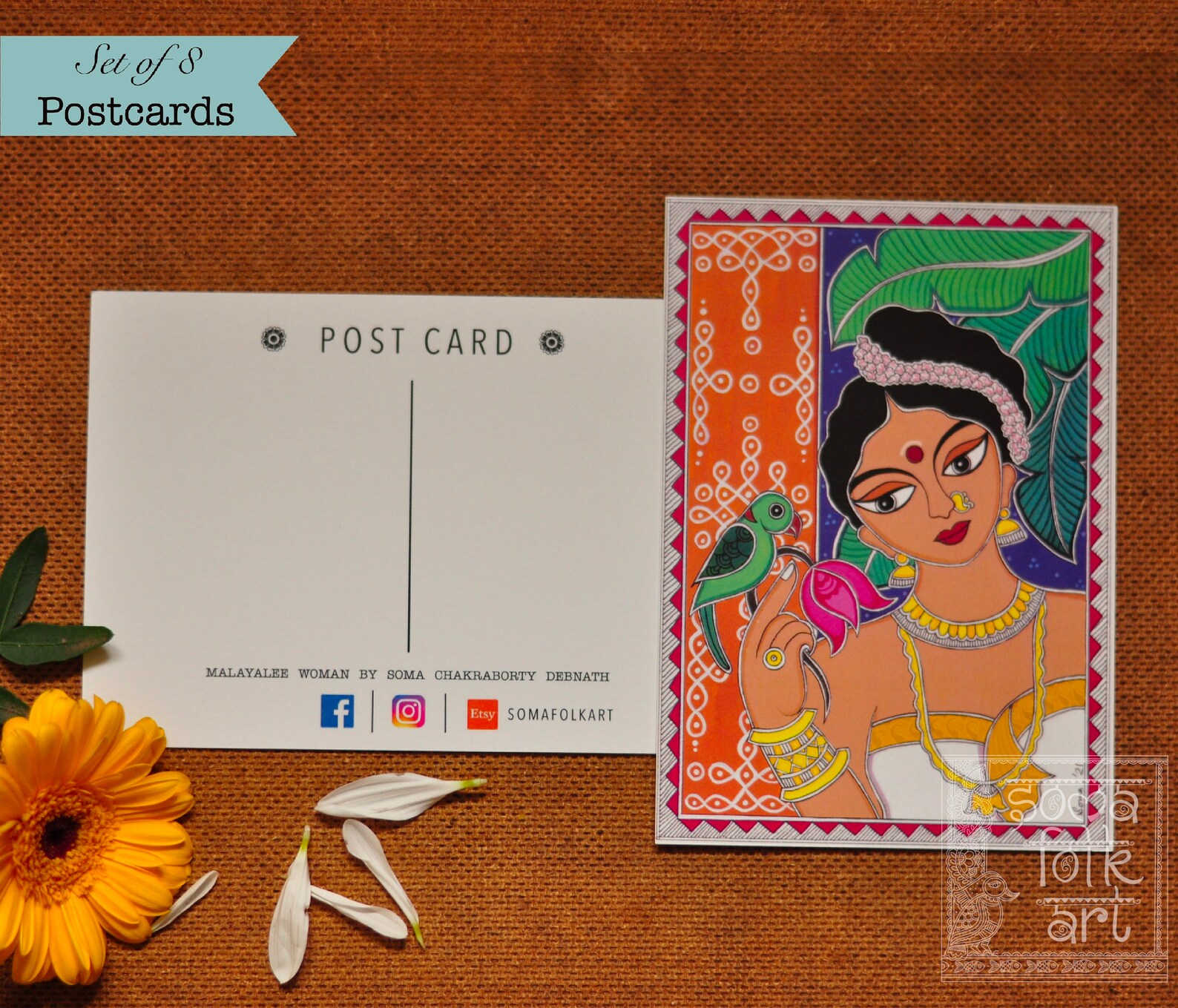 Madhubani Postcards Set of 8 Indian Desi Wall Art - Etsy UK